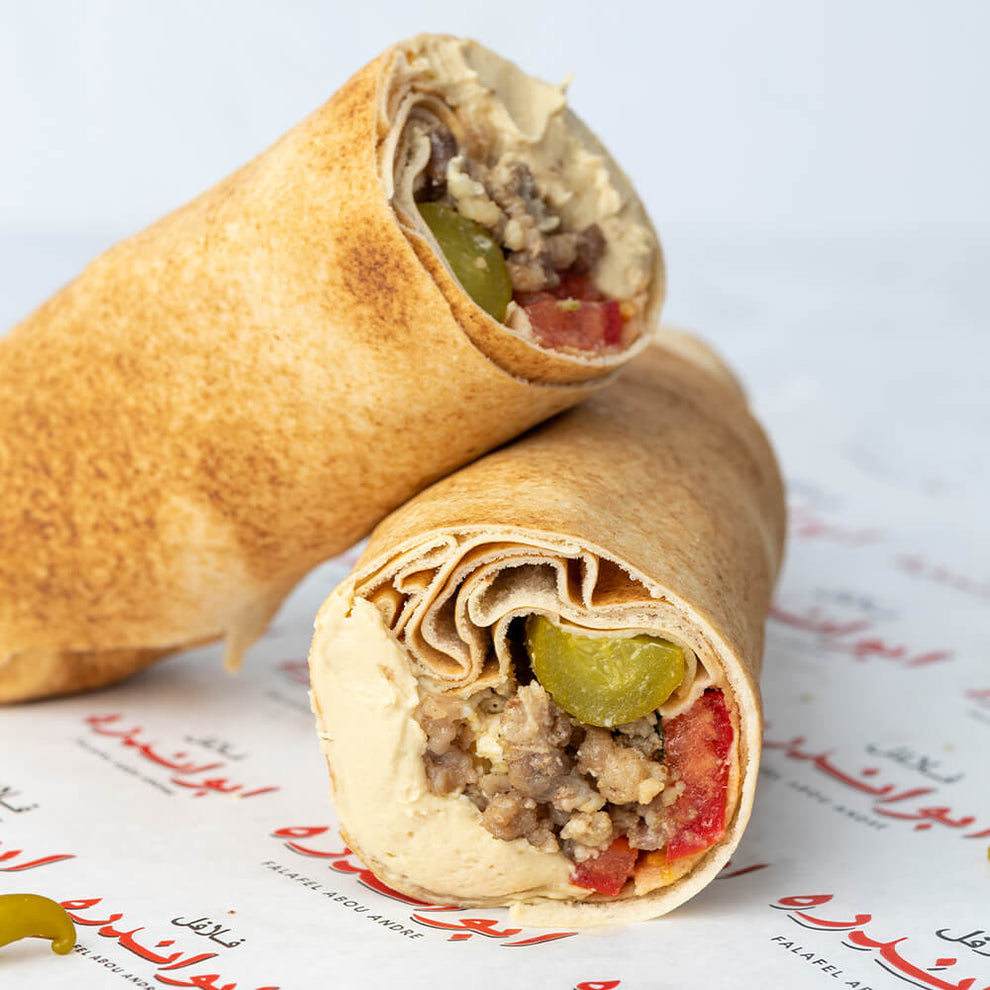 Lebanese Hummus with Qawarma Sandwich